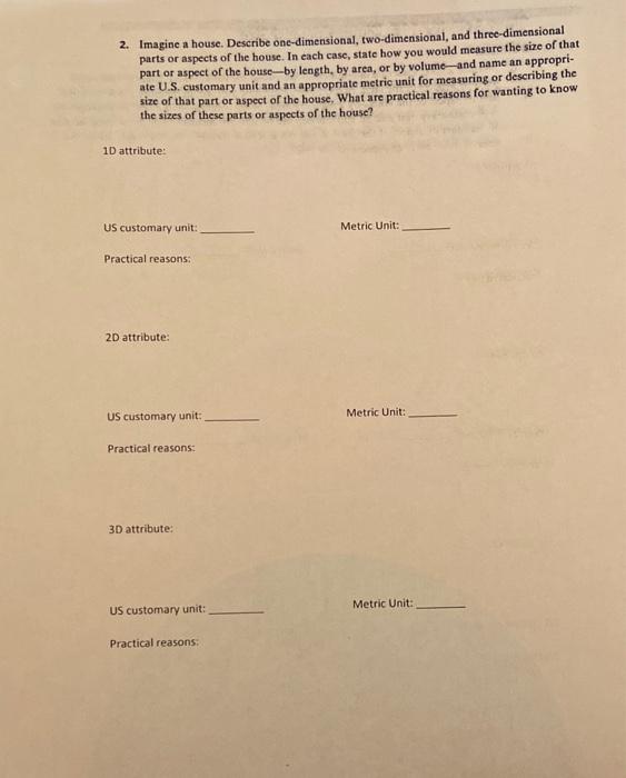 Solved Class Activity 11E Dimension and Size CCSS SMP4 1. | Chegg.com