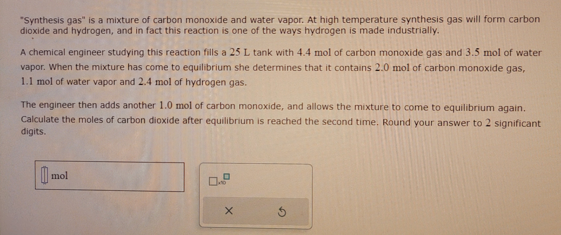 Solved "Synthesis gas" is a mixture of carbon monoxide and | Chegg.com