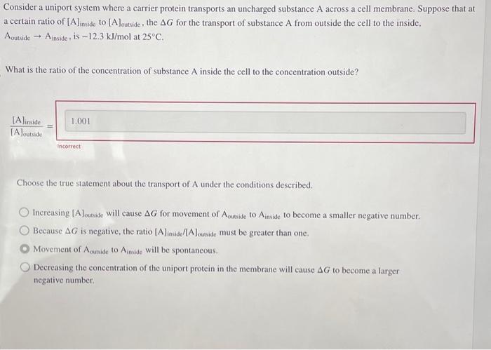 Solved Consider a uniport system where a carrier protein | Chegg.com