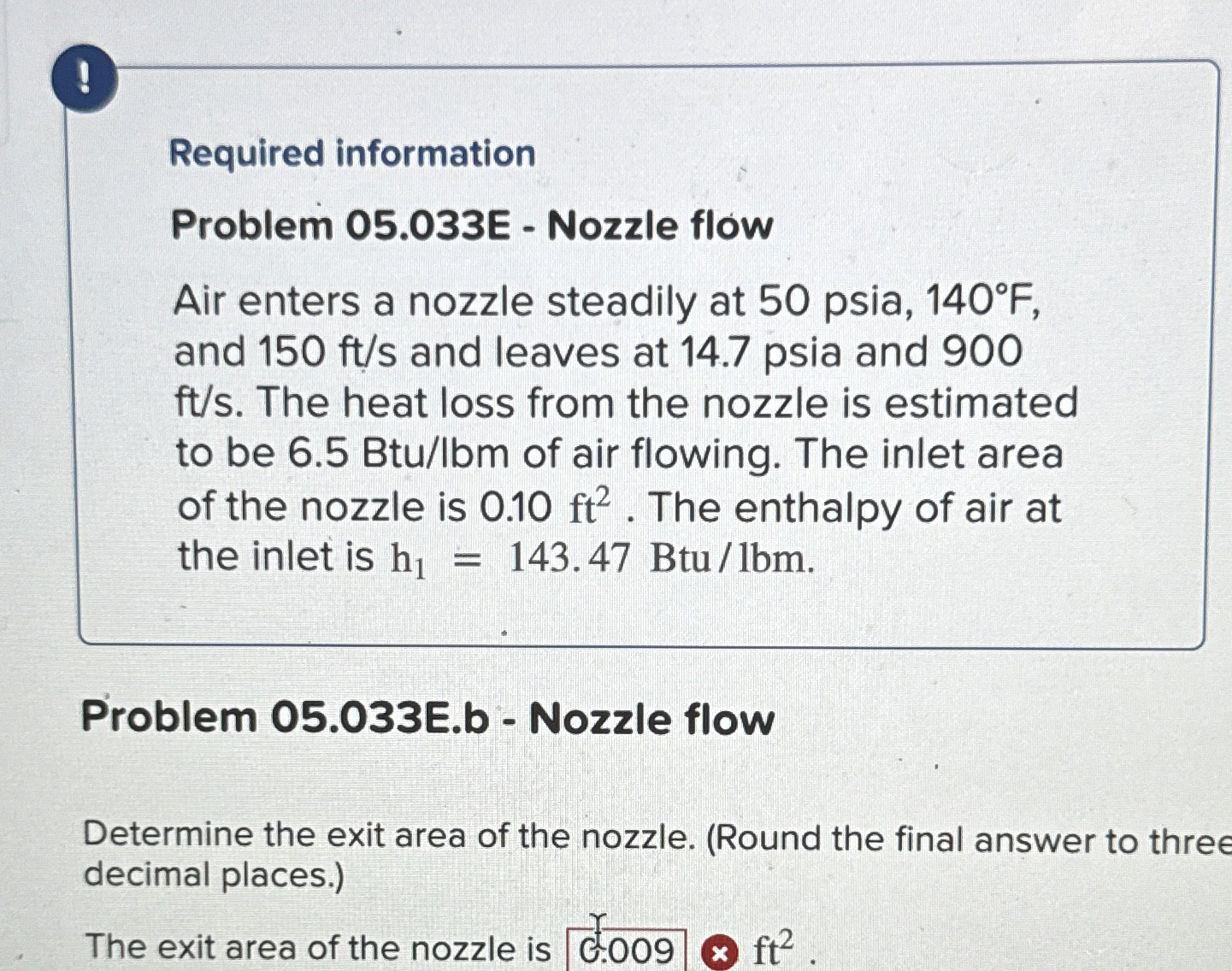 Solved !Required informationProblem 05.033E - ﻿Nozzle | Chegg.com