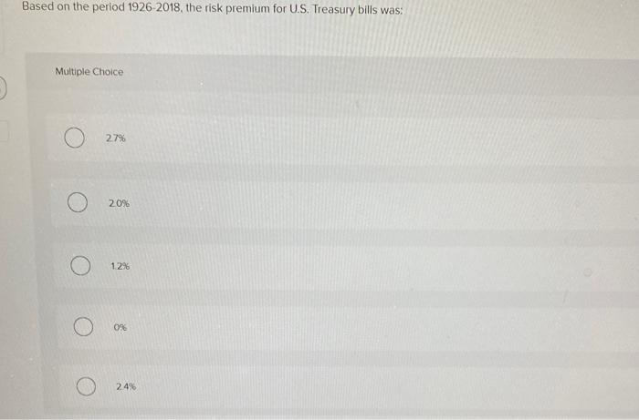 Solved Based on the period 1926-2018, the risk premium for | Chegg.com