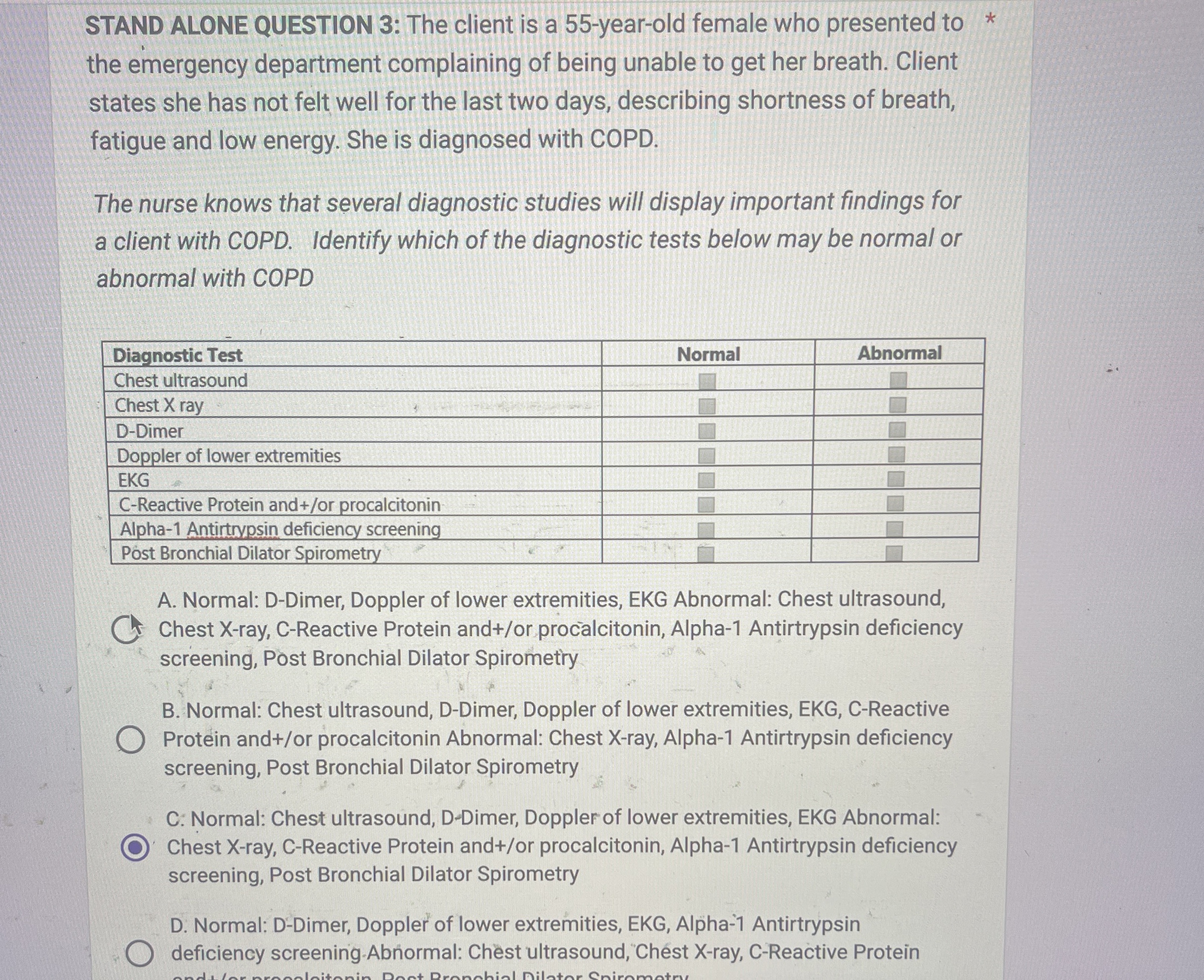 Solved STAND ALONE QUESTION 3: The client is a 55 -year-old | Chegg.com