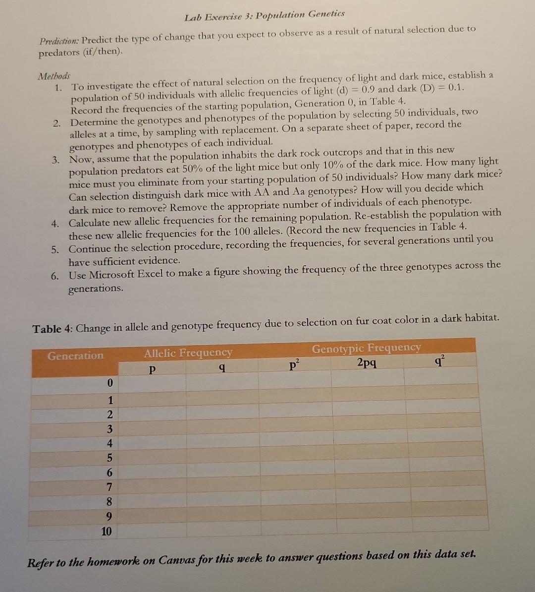 Experiment 3: Natural Selection and Evolution 12. | Chegg.com