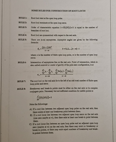 Solved SOME RULES FOR CONSTRUCTION OF ROOT LOCUSRULE I: Root | Chegg.com