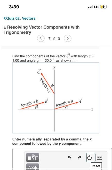 Solved \pm Resolving Vector Components with Trigonometry 7 | Chegg.com