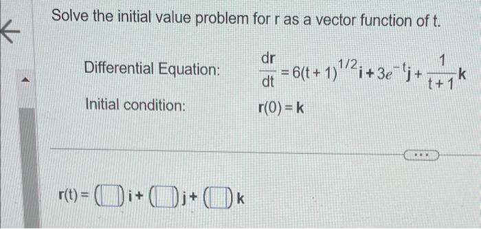 Solved Solve the initial value problem for r as a vector | Chegg.com