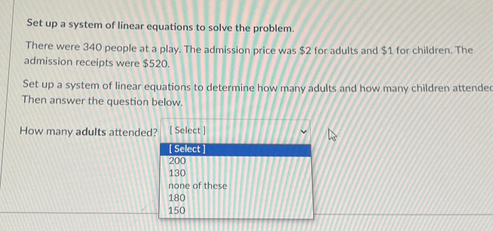 Solved Set up a system of linear equations to solve the | Chegg.com
