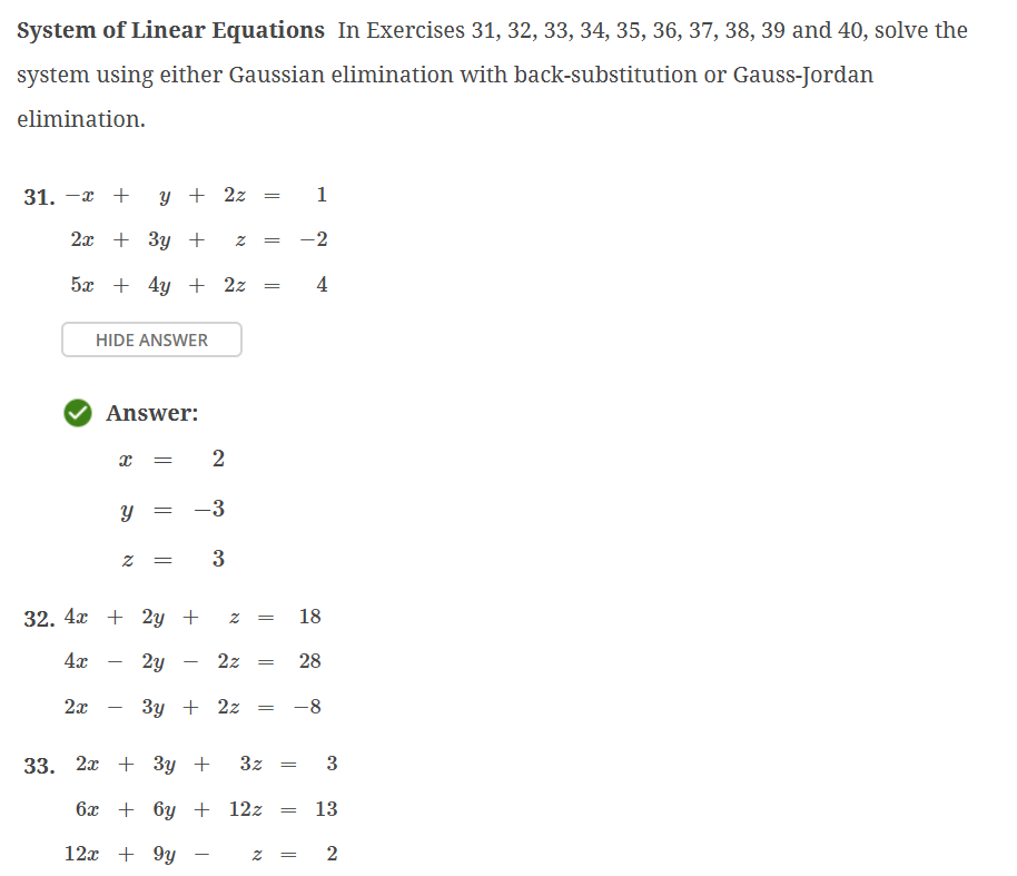 Solved System of Linear Equations In Exercises | Chegg.com