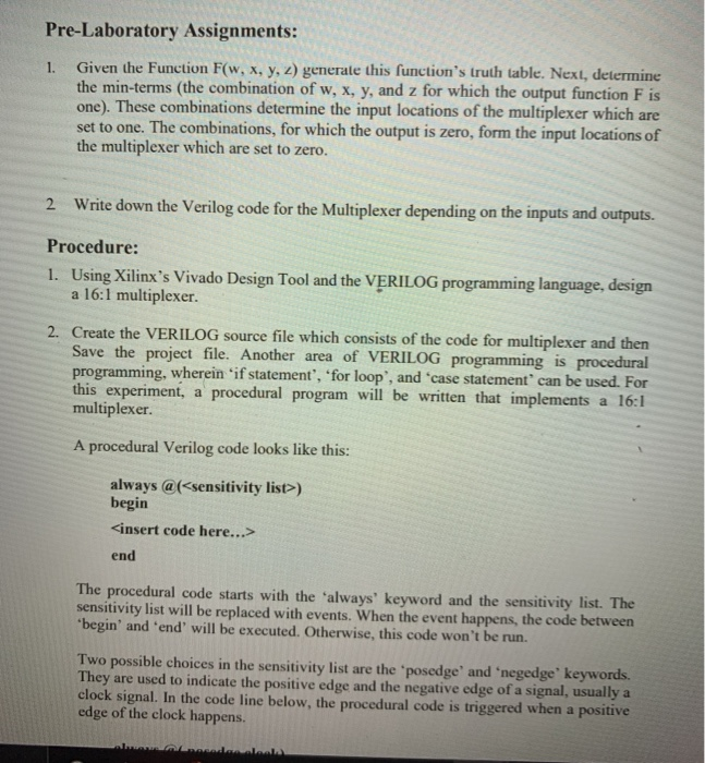 Solved EXPERIMENT #4 Multiplexers in Combinational logic | Chegg.com