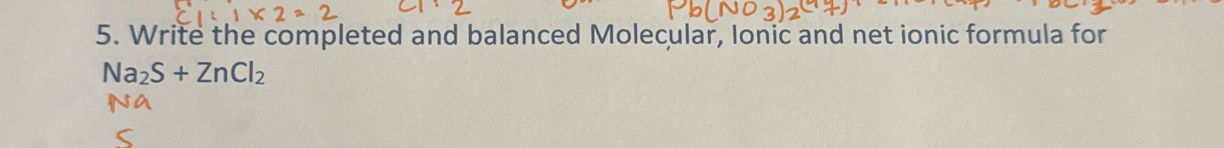 Solved Write the completed and balanced Molecular, lonic and | Chegg.com