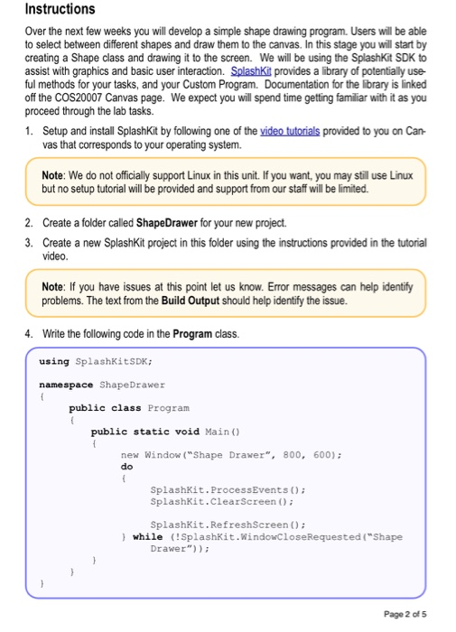 Solved Instructions Over the next few weeks you will develop | Chegg.com