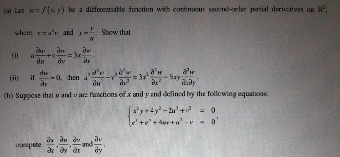 Solved Let w=f(x,y) be a differentiable function with | Chegg.com