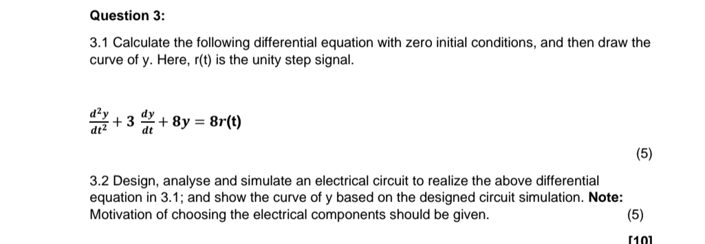 Question 3:3.1 ﻿Calculate the following differential | Chegg.com