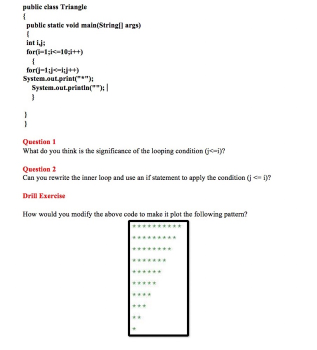 Solved public class Triangle public static void | Chegg.com