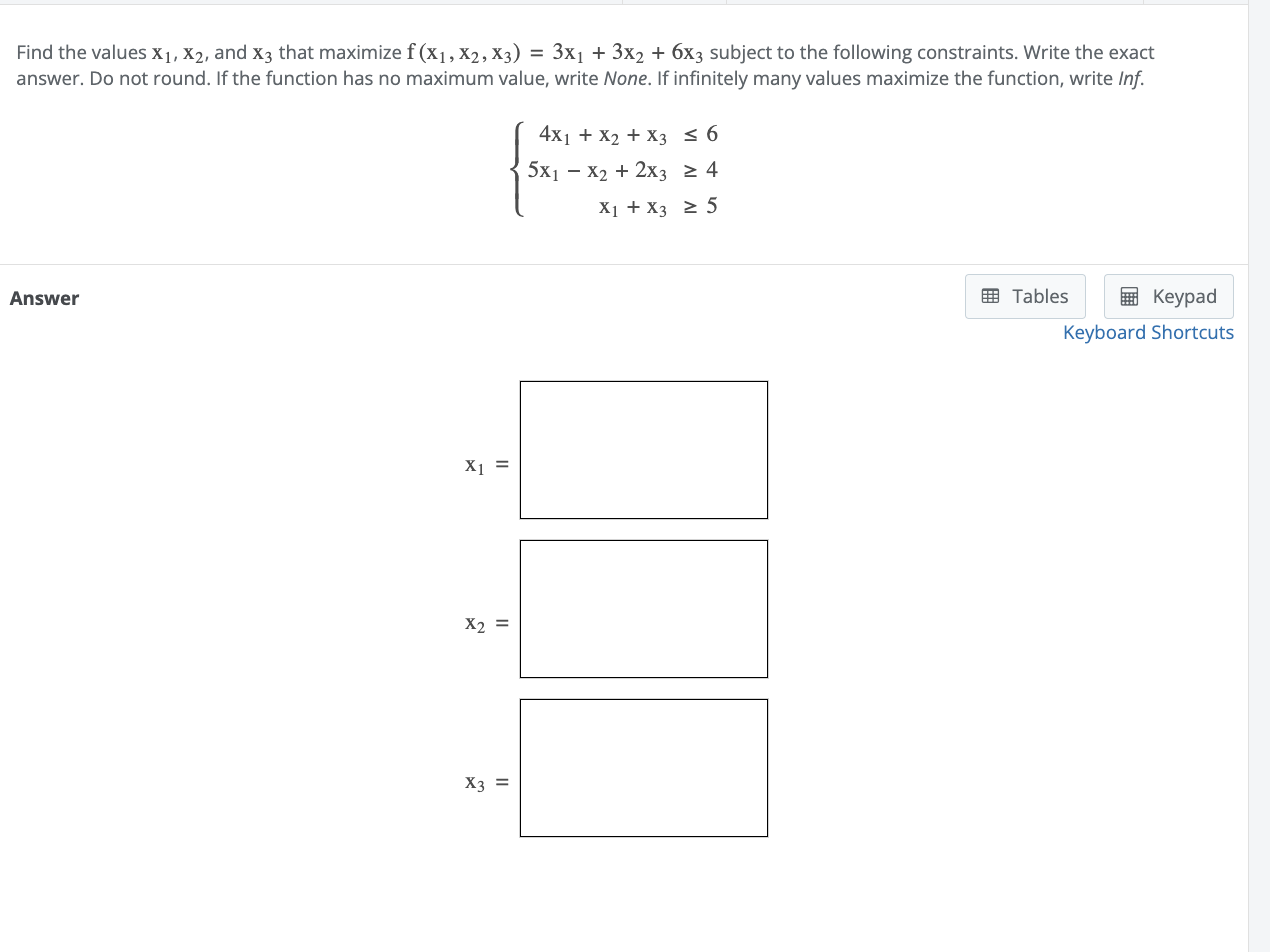 Solved Find the values x1,x2, ﻿and x3 ﻿that maximize | Chegg.com