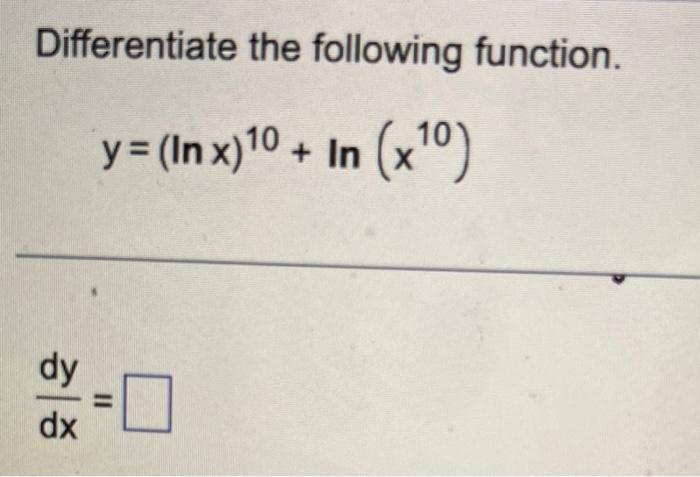 Solved Differentiate the following function. y=ex6+7x−2 | Chegg.com