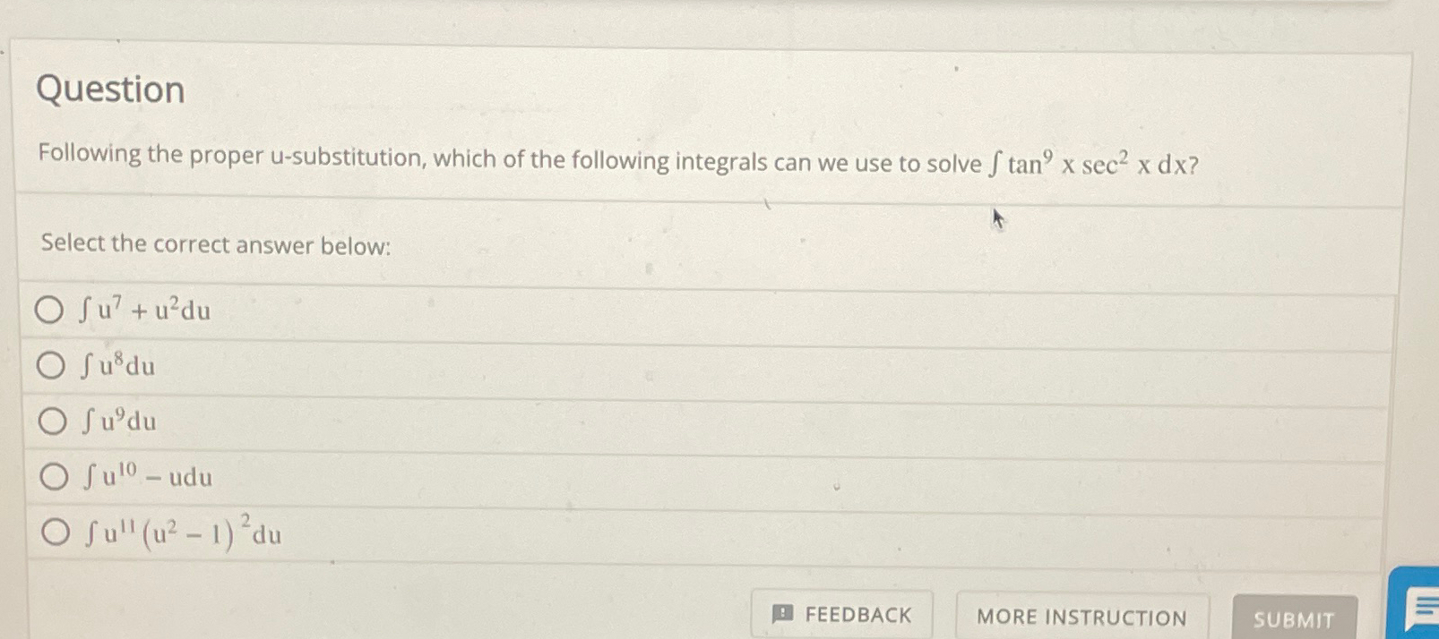 Solved QuestionFollowing the proper u-substitution, which of | Chegg.com
