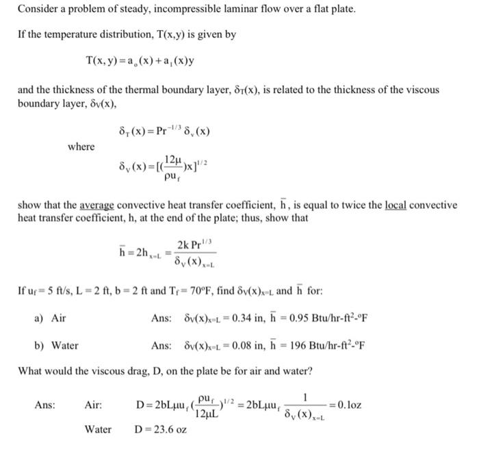 Solved Consider a problem of steady, incompressible laminar | Chegg.com
