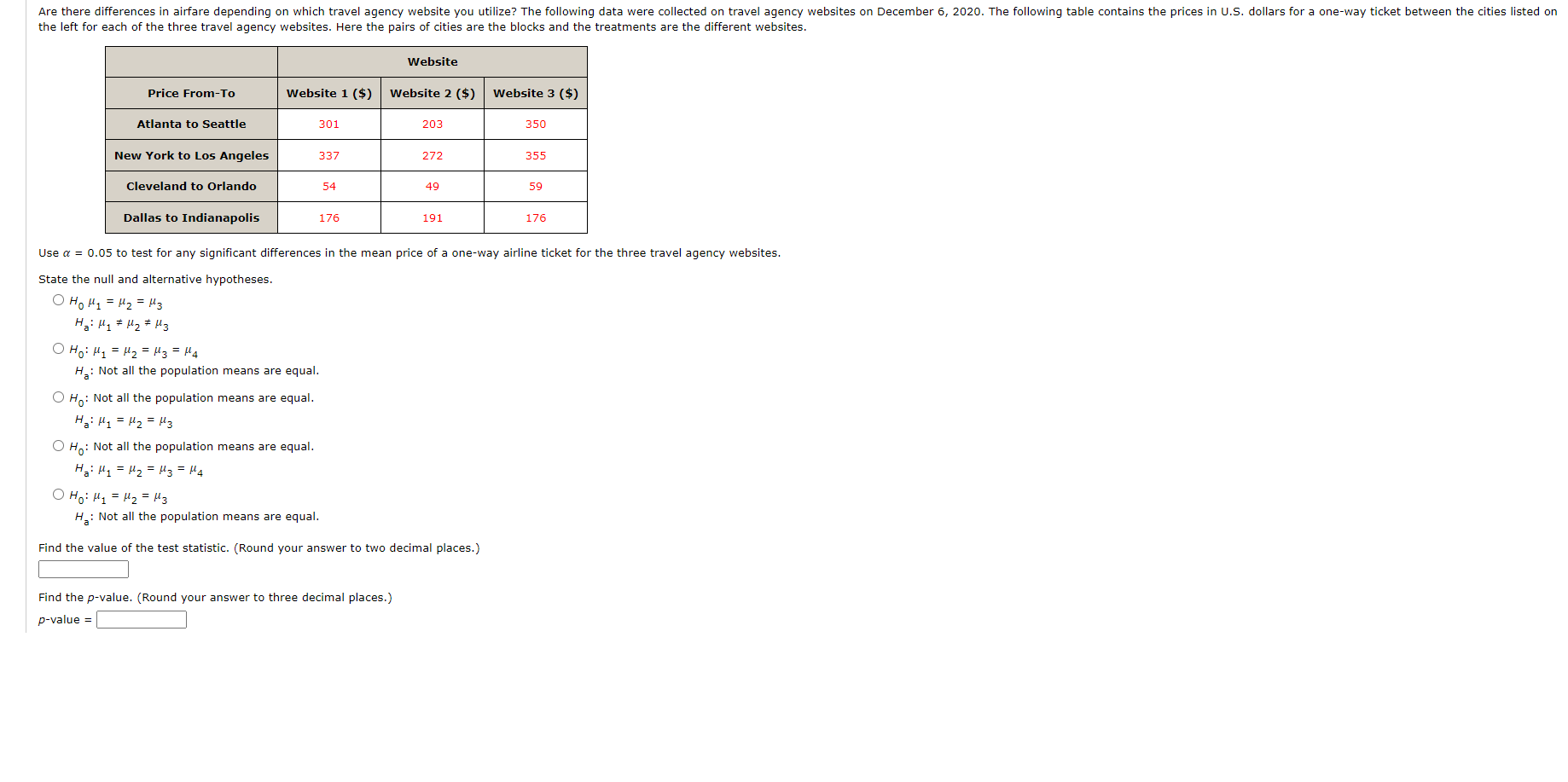 Solved the left for each of the three travel agency | Chegg.com