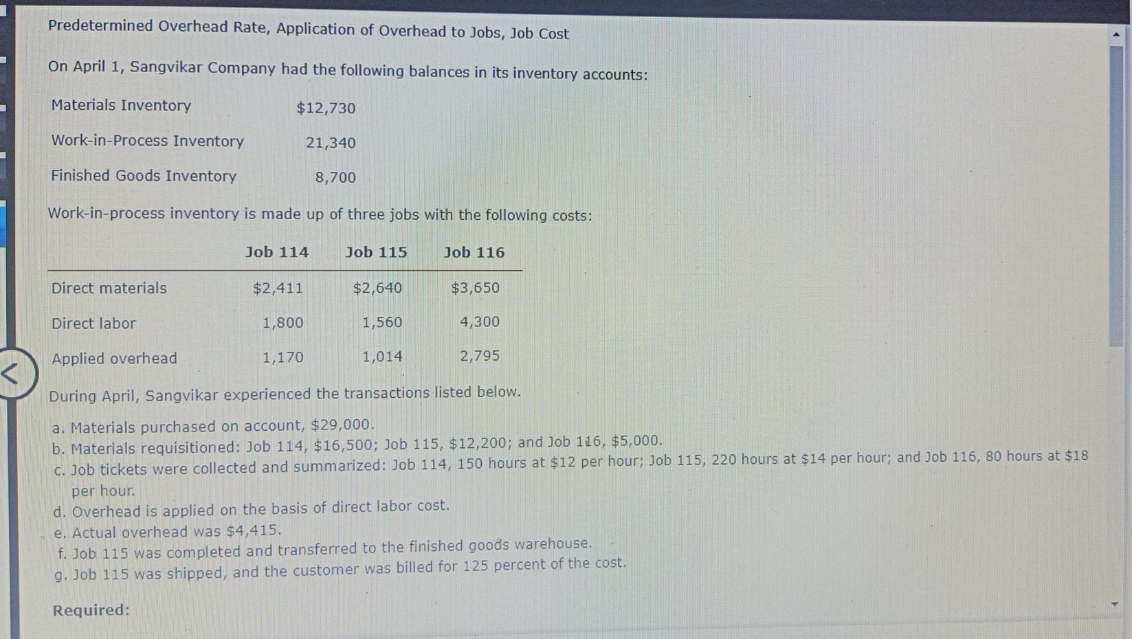 Solved Predetermined Overhead Rate, Application of Overhead | Chegg.com