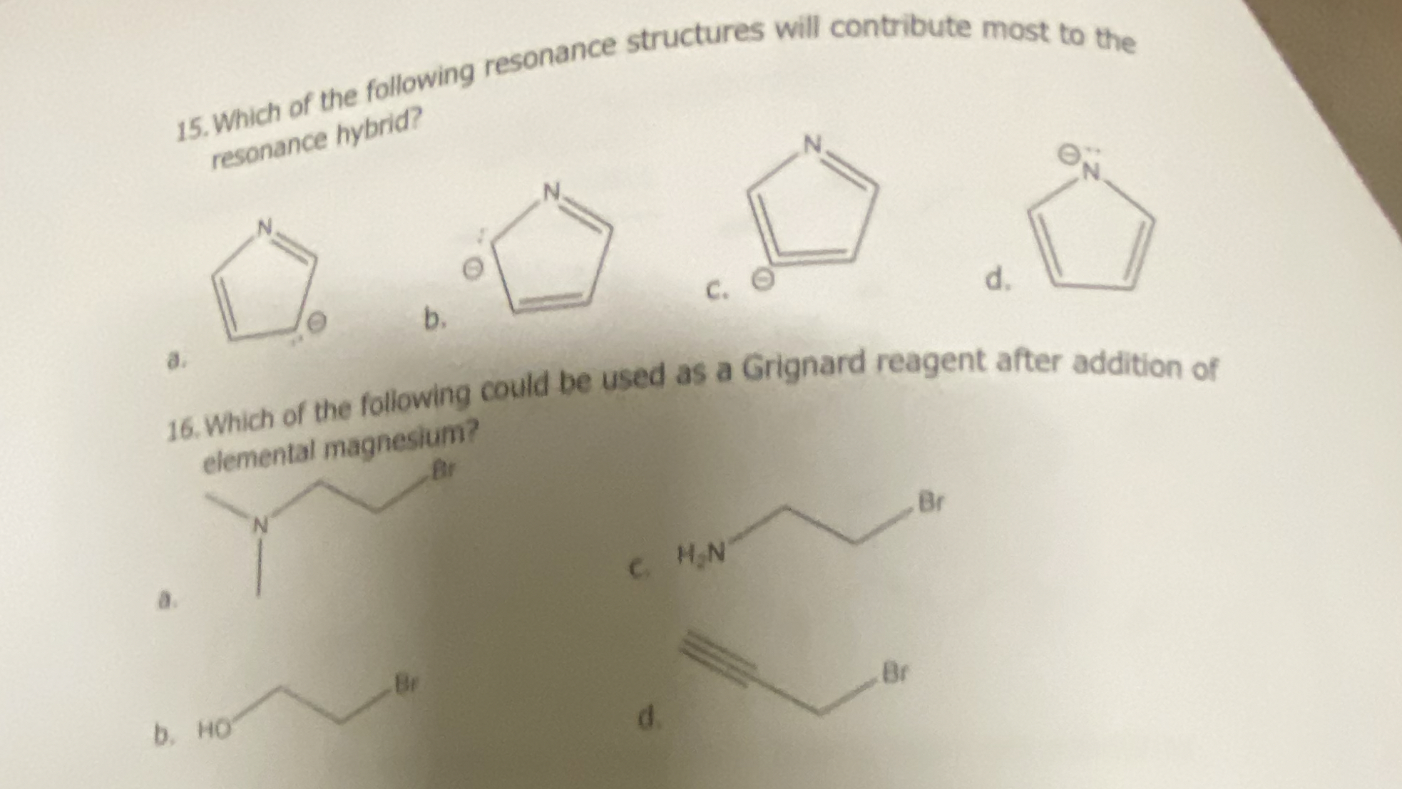 Solved 15.1of the following resonance structures will | Chegg.com