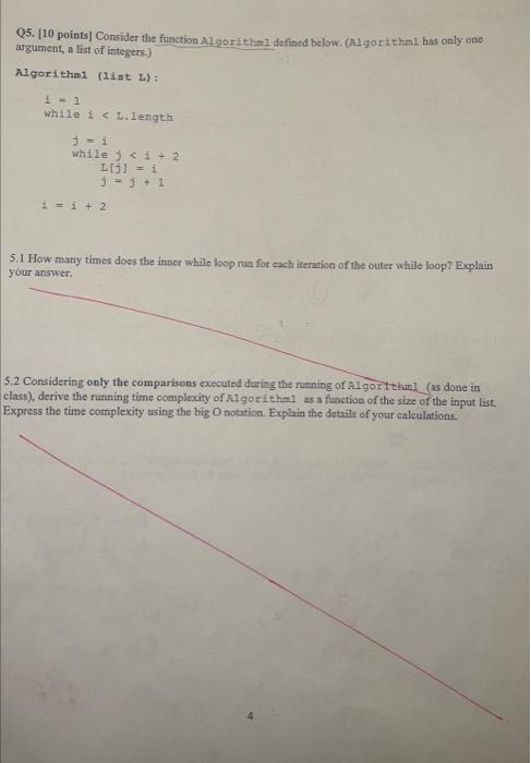 Solved Q5. [10 points] Consider the function A1 gorithat | Chegg.com