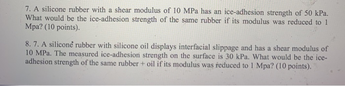Solved 7. A silicone rubber with a shear modulus of 10 MPa | Chegg.com