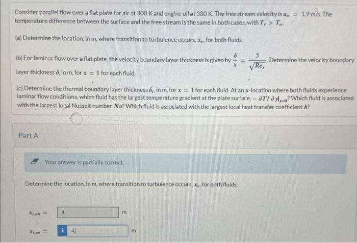 Consider parallel flow over a flat plate for air at | Chegg.com