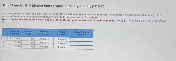 Solved Brief Exercise 5-11 (Static) Future value; ordinary | Chegg.com