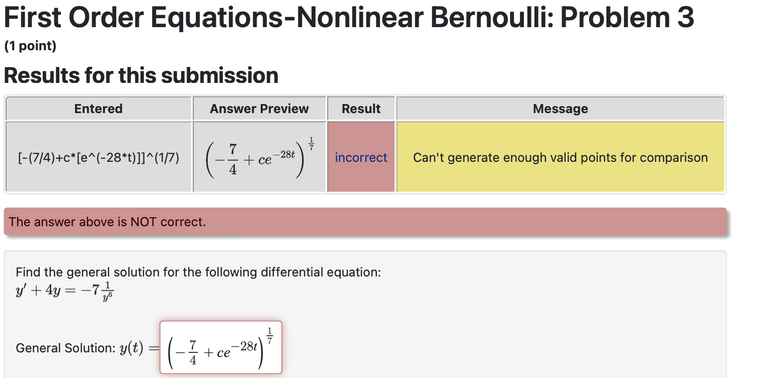Solved First Order Equations-Nonlinear Bernoulli: Problem | Chegg.com