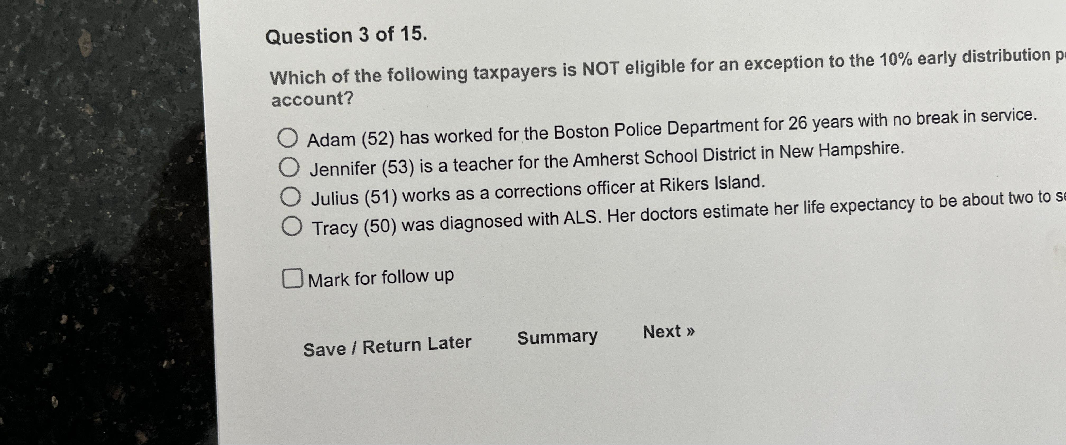 Solved Question 3 ﻿of 15.Which of the following taxpayers is | Chegg.com