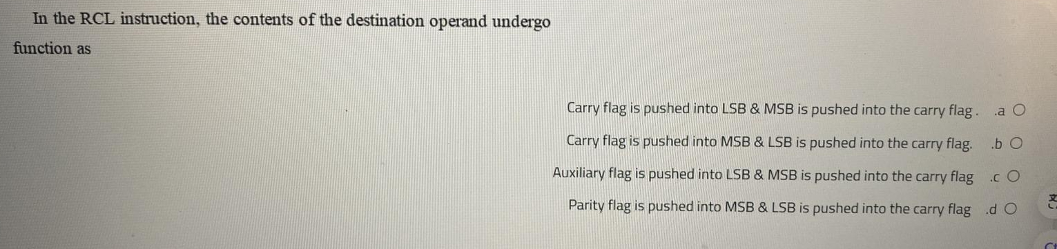 Solved In the RCL instruction, the contents of the | Chegg.com