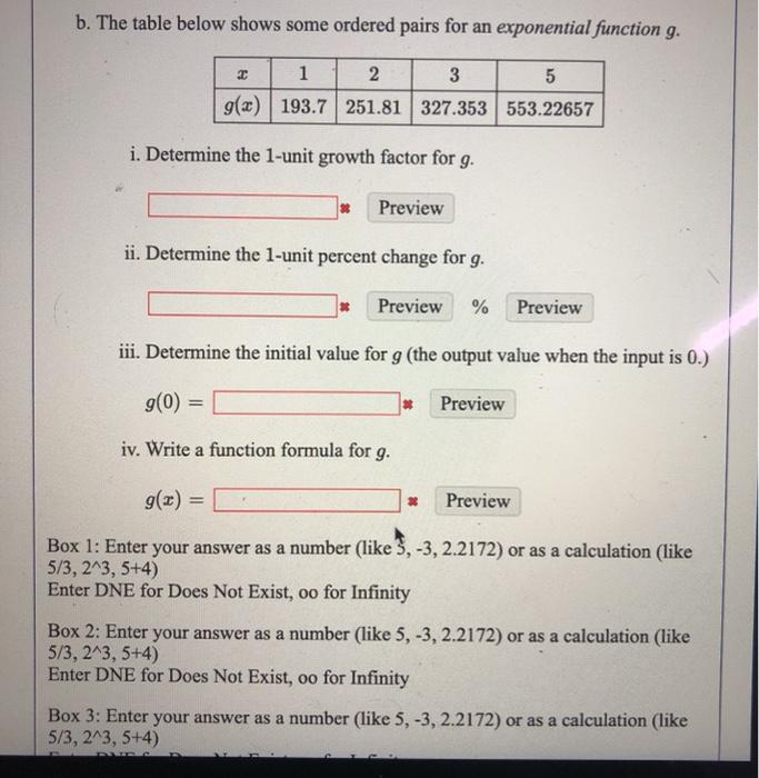 Solved b. The table below shows some ordered pairs for an | Chegg.com