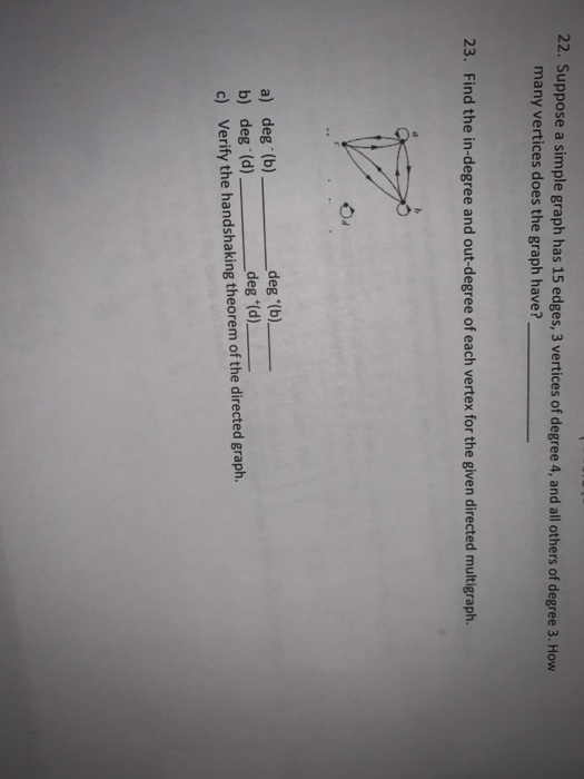 Solved 22. Suppose a simple graph has 15 edges, 3 vertices | Chegg.com