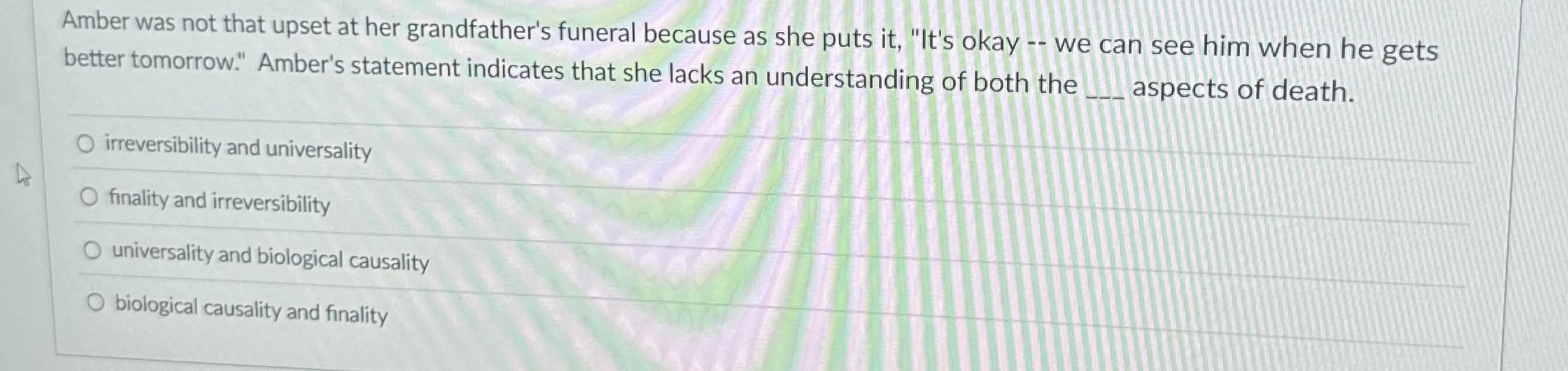 Solved Amber was not that upset at her grandfather's funeral | Chegg.com