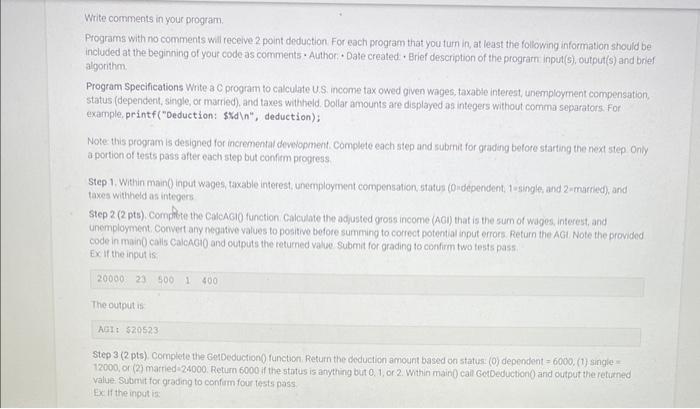 Write corrments in your program. Programs with no | Chegg.com