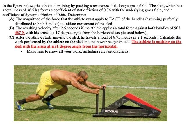 Solved the figure below, the athlete is training by pushing | Chegg.com