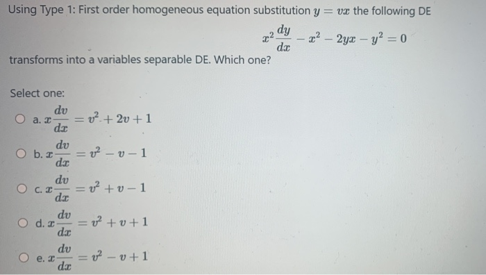 Solved Using Type 1: First order homogeneous equation | Chegg.com