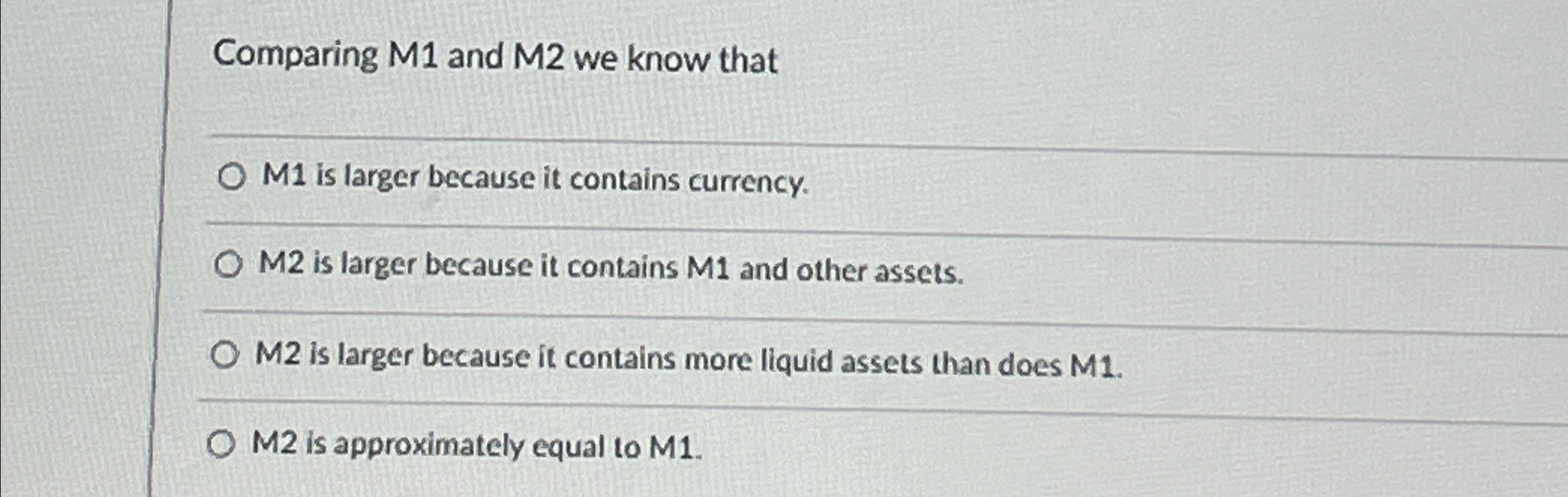 Solved Comparing M1 ﻿and M2 ﻿we know thatM1 ﻿is larger | Chegg.com