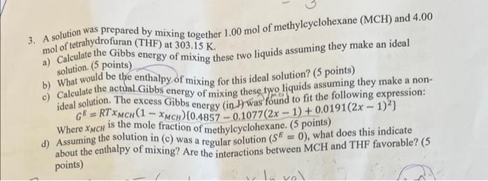Solved 3. A solution was prepared by mixing together 1.00 | Chegg.com