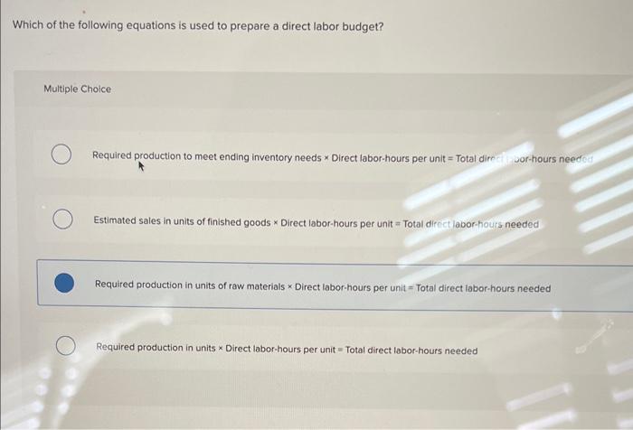 Solved Which of the following equations is used to prepare a | Chegg.com