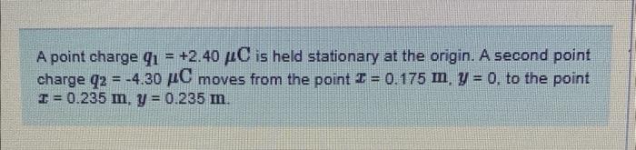Solved A point charge q1=+2.40μC is held stationary at the | Chegg.com