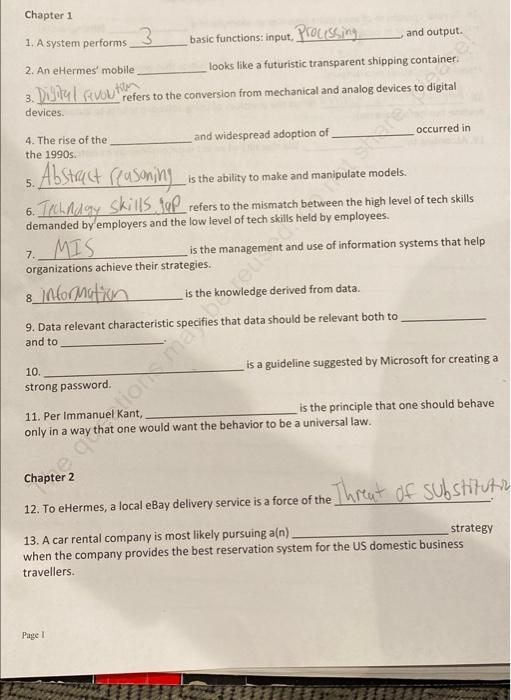 Solved Chapter 1 1. A system performs 3 basic functions: | Chegg.com