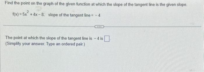 Solved Find the point on the graph of the given function at | Chegg.com