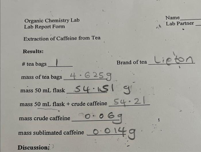 Solved Organic Chemistry Lab Lab Report Form Name Lab | Chegg.com