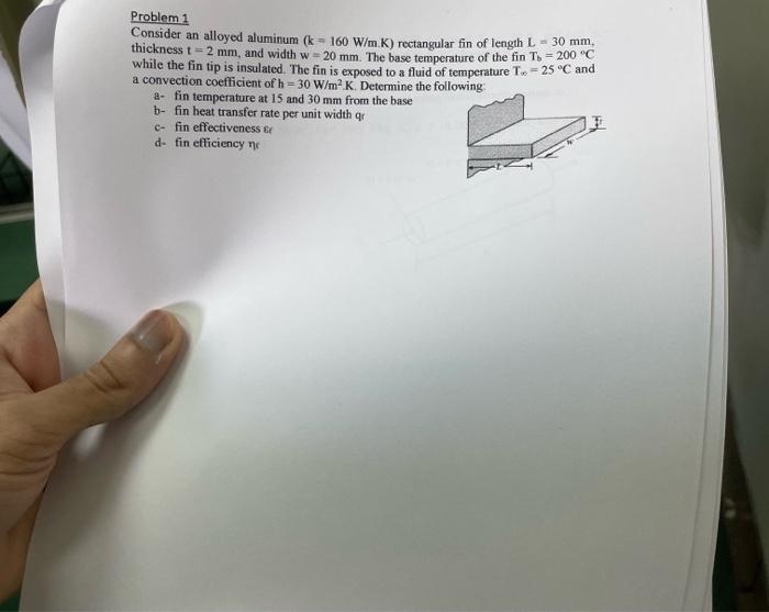 Solved Problem 1 Consider an alloyed aluminum (k = 160 | Chegg.com