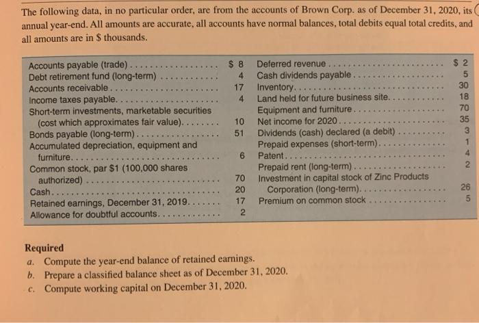 Solved The following data, in no particular order, are from | Chegg.com