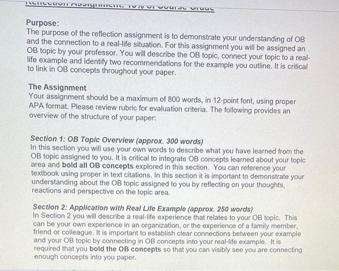 Solved Section 1: OB Topic Overview (approx. 300 words) In | Chegg.com