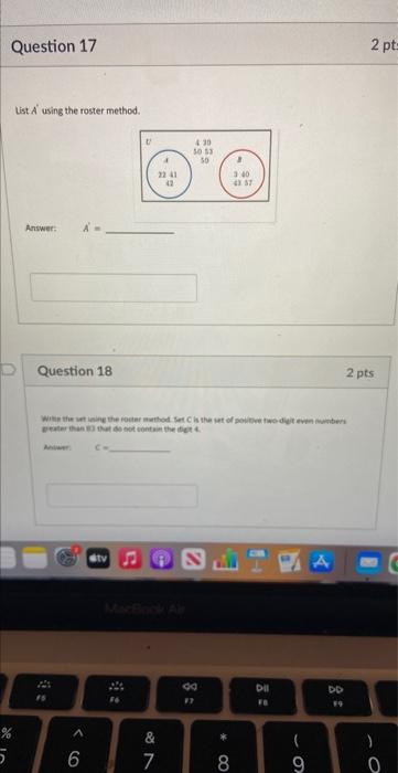 Solved Question 17 5 List A using the roster method. % | Chegg.com