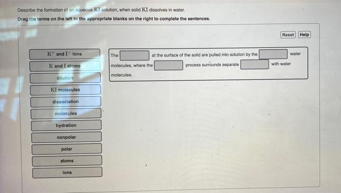Solved Describe the formation of an aqueous KI solution, | Chegg.com